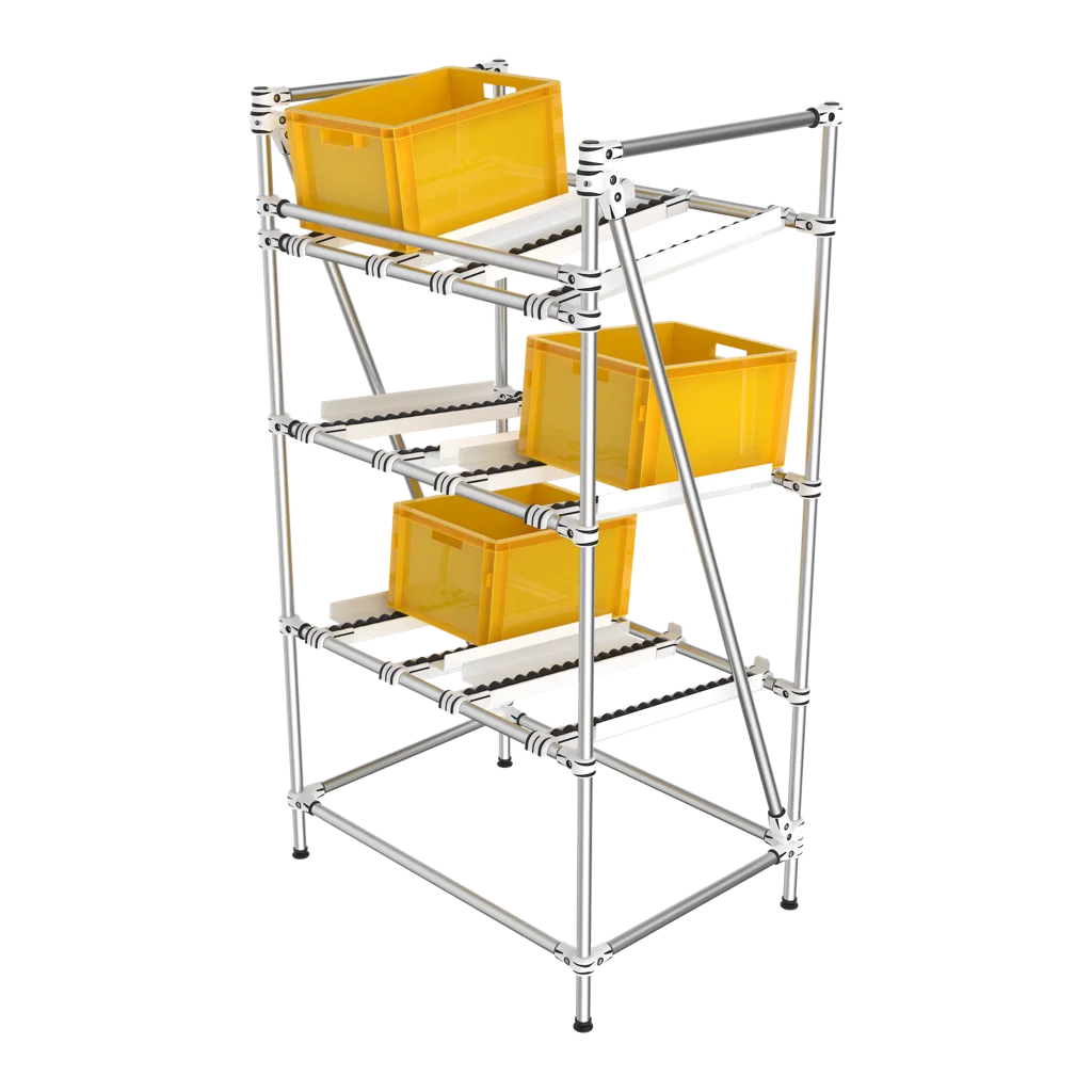 flowrack with 2 levels + one empty return