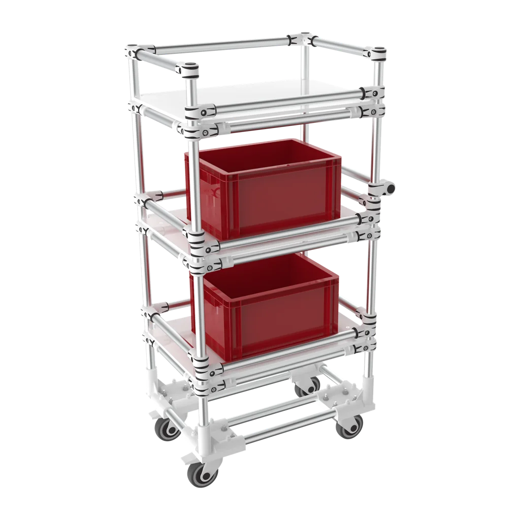 3 levels trolley with flanges