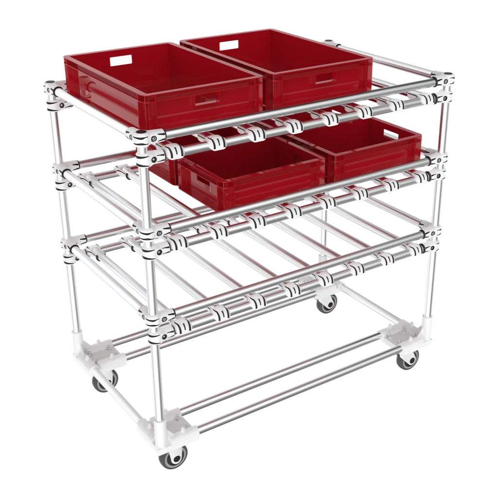 Fully modular trolley with flanges