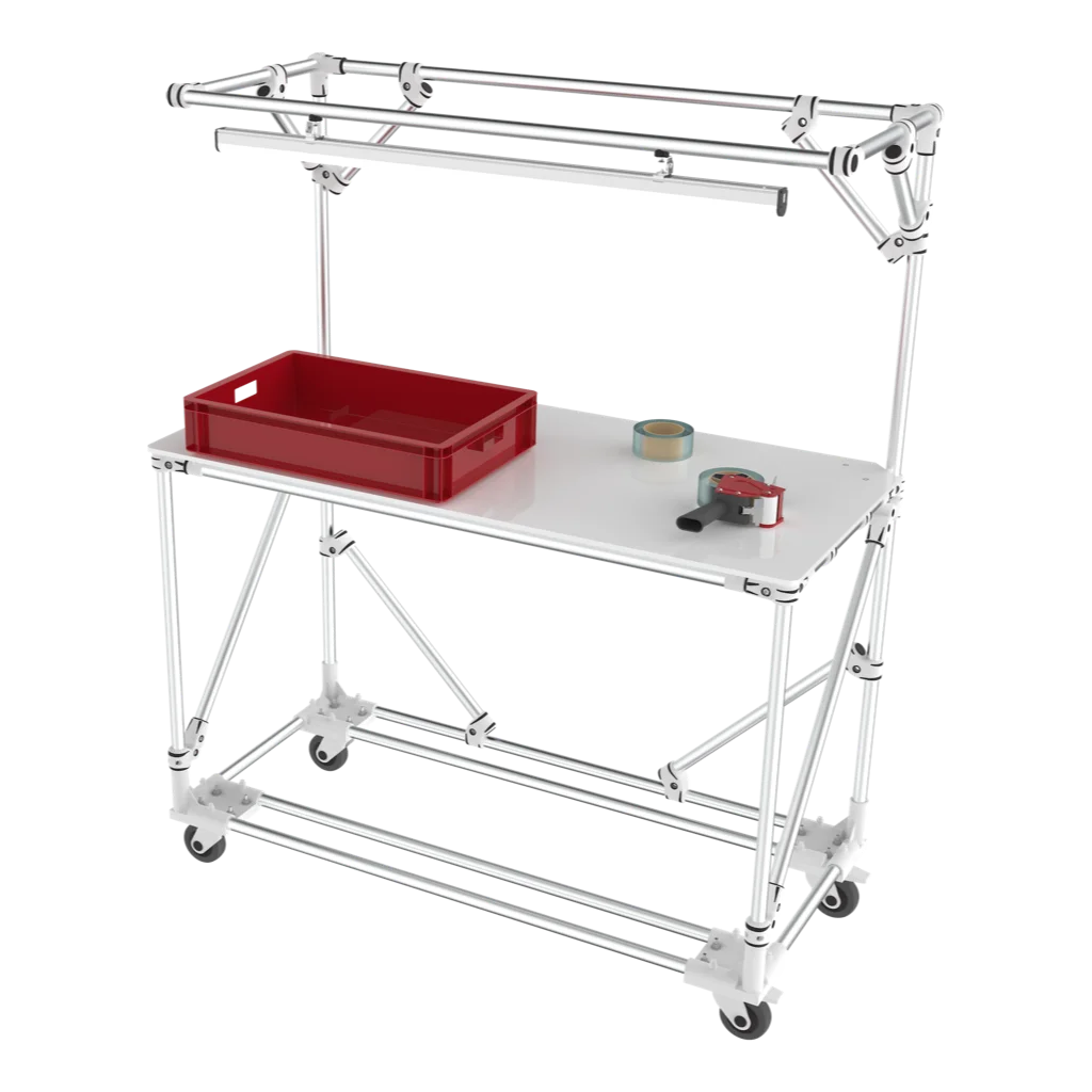 Packaging workstation with LED light