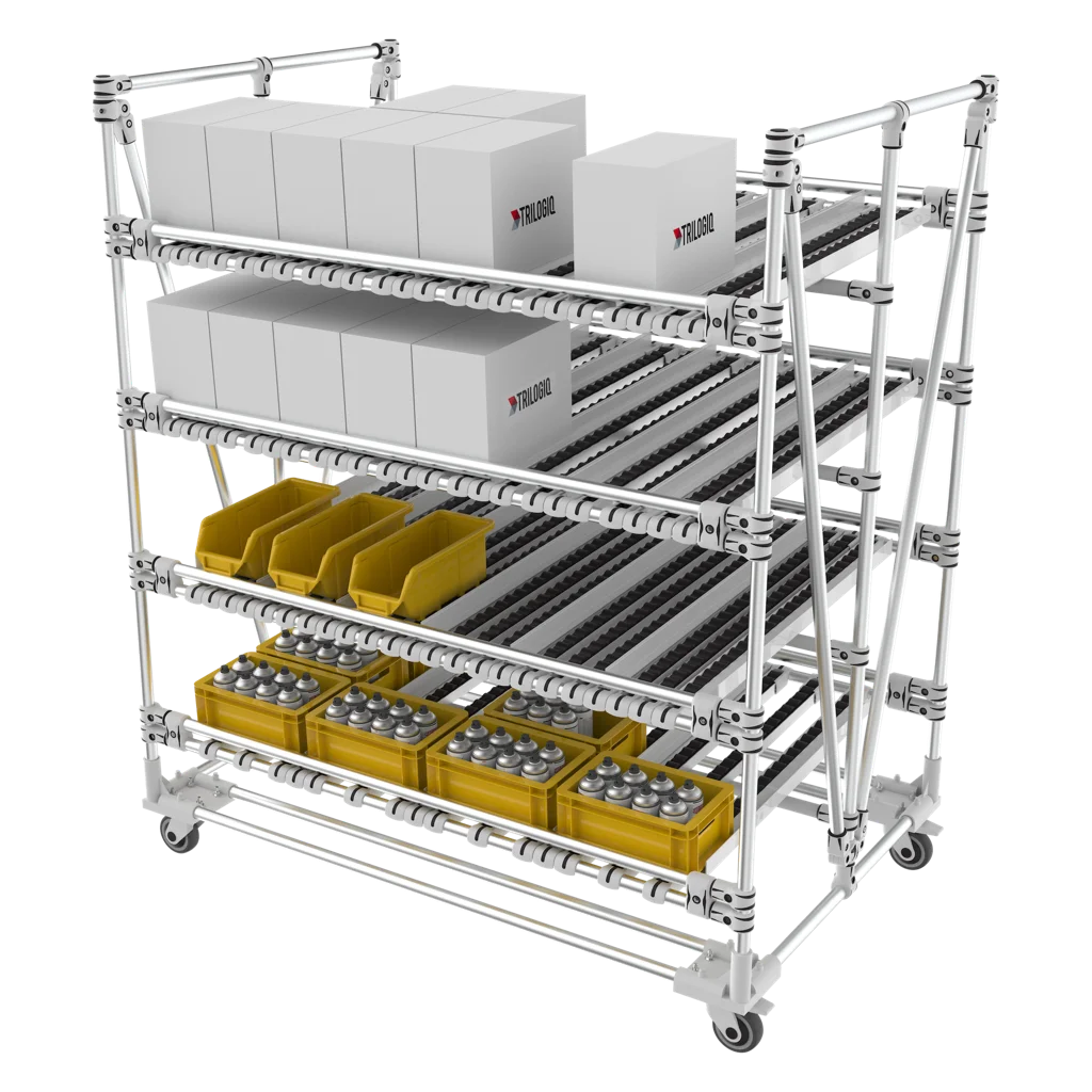 Mobile modular flowrack with 4 levels