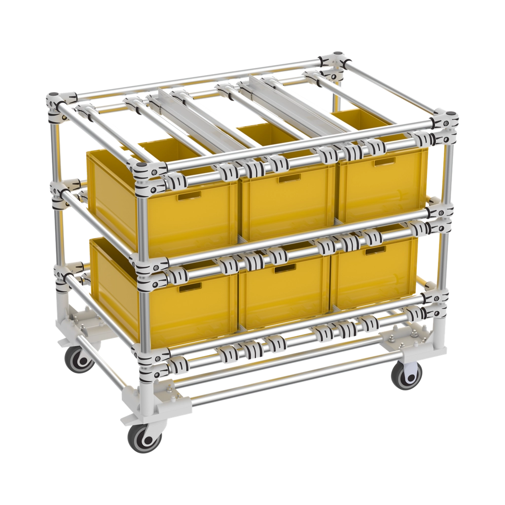 Tubular trolley with compartments