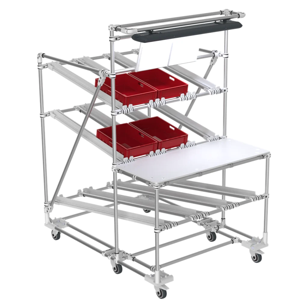 FIFO Kaizen packaging cart