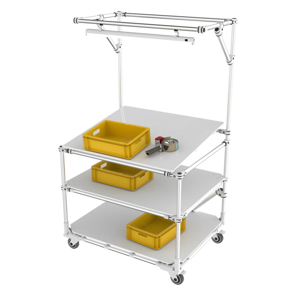 Preparation workbench with angle work board and LED