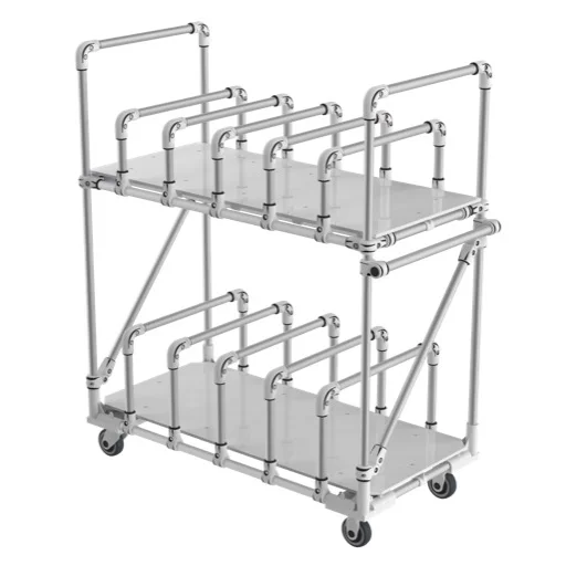 Vertical storage cartons and packaging carts